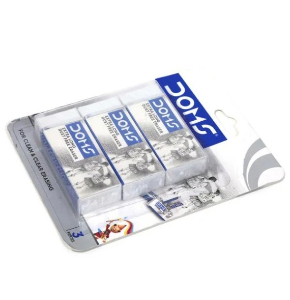 Doms Extra-Long Dust Free Eraser 3Pc 1Pck