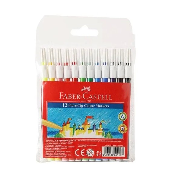 Faber-Castell Fiber-Tip 12 Color Markers 1Pck