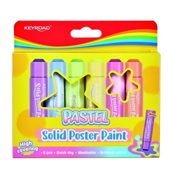 Keyroad Pastel Solid Poster Paint 6x10G 1Pck