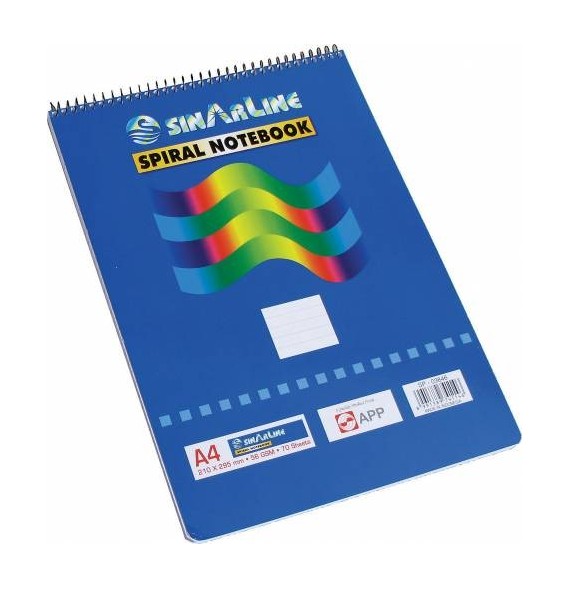 Sinarline Top Spiral Note book A4 -70 Sheets 1Pc