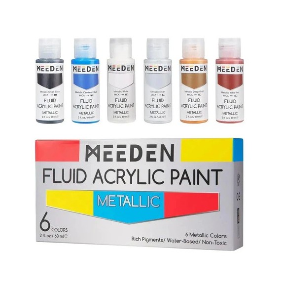 Meeden Fluid Acrylic Paint Metallic 6x60Ml 1Pc
