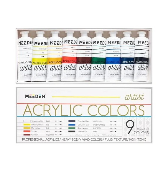 Meeden Acrylic Colors 9Pcs 60Ml 1Box
