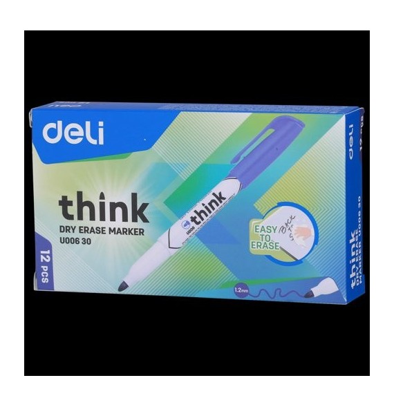 Deli Think White Board Marker Blue 12Pc 1Pck