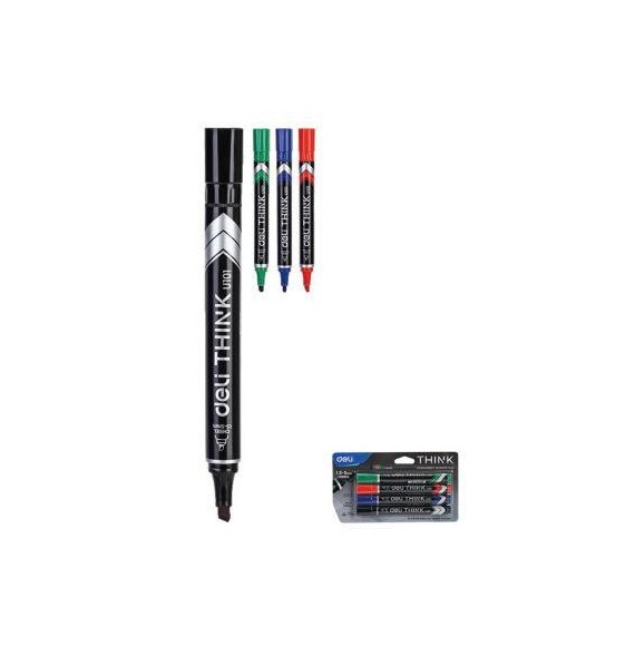 Deli Think Permanent Maker Blue 1.5-5Mm Chisel 12Pc 1Pck