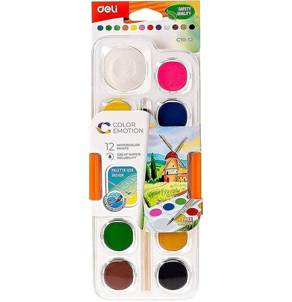 Deli Water Color 12 Shades 1Pck