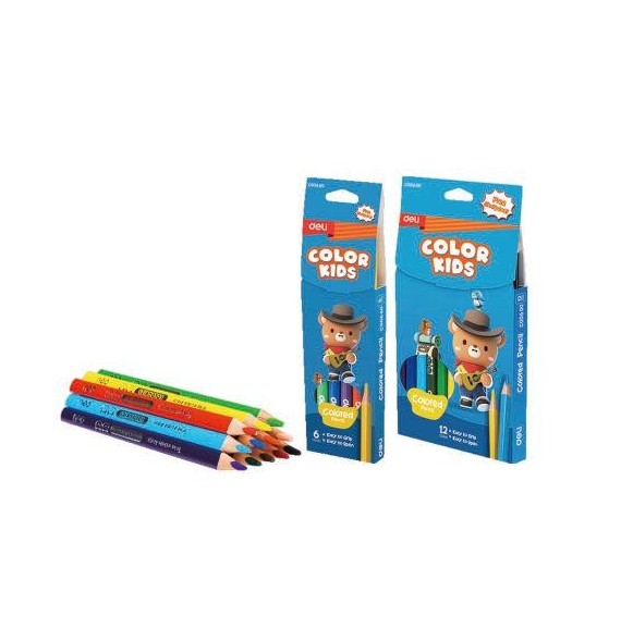 Deli Jumbo Color Pencils 6Pc 1Pck